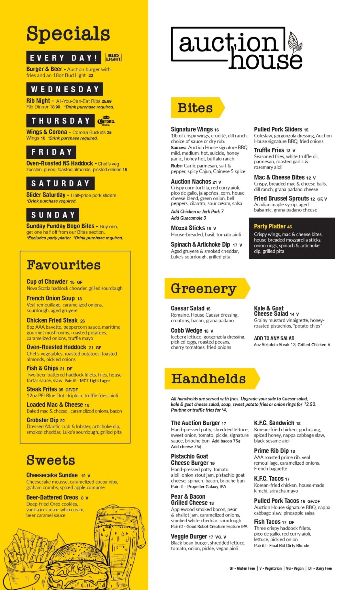 Main Menu - Auction House Restaurant & Brew Halifax