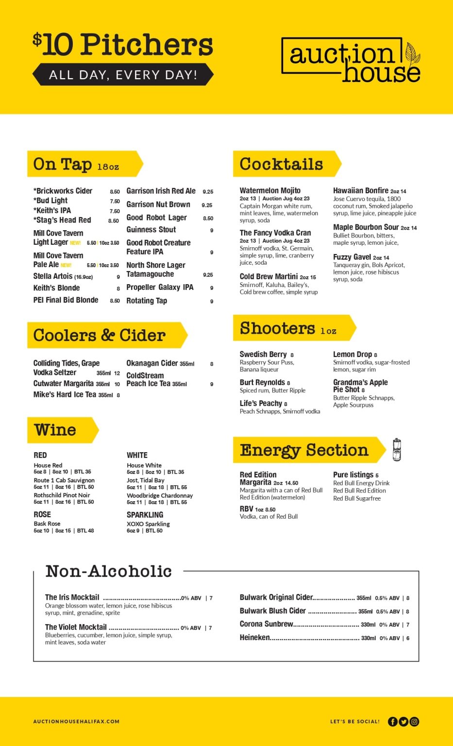 Main Menu - Auction House Restaurant & Brew Halifax